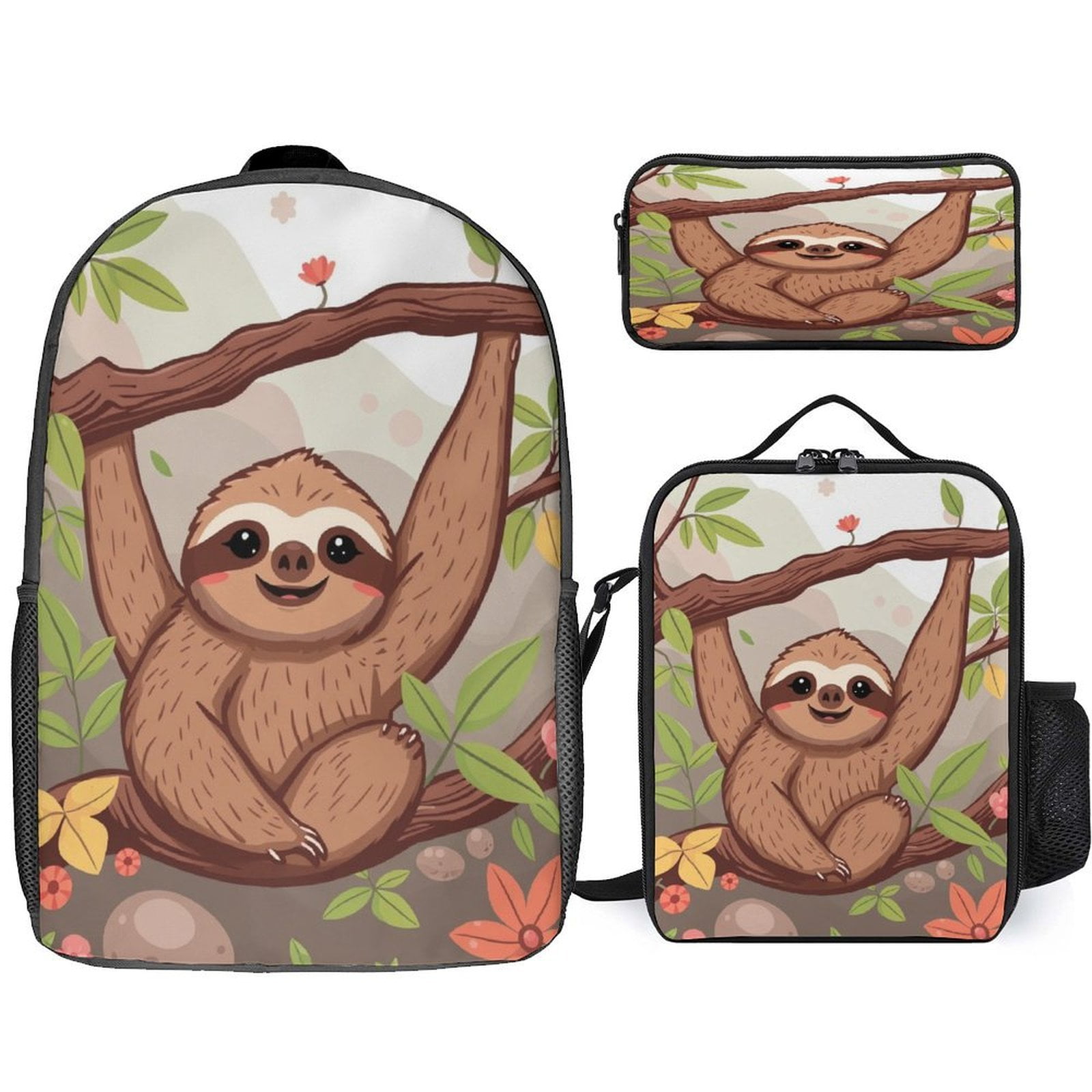 Cute Sloth Hanging Tree 3pcs/Set Student Travel Bags Laptop Daypack ...