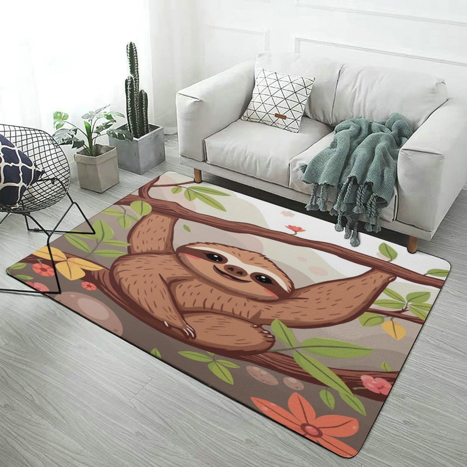 Cute Sloth Hanging Tree Light Luxury Home Carpets Living Room Ration ...