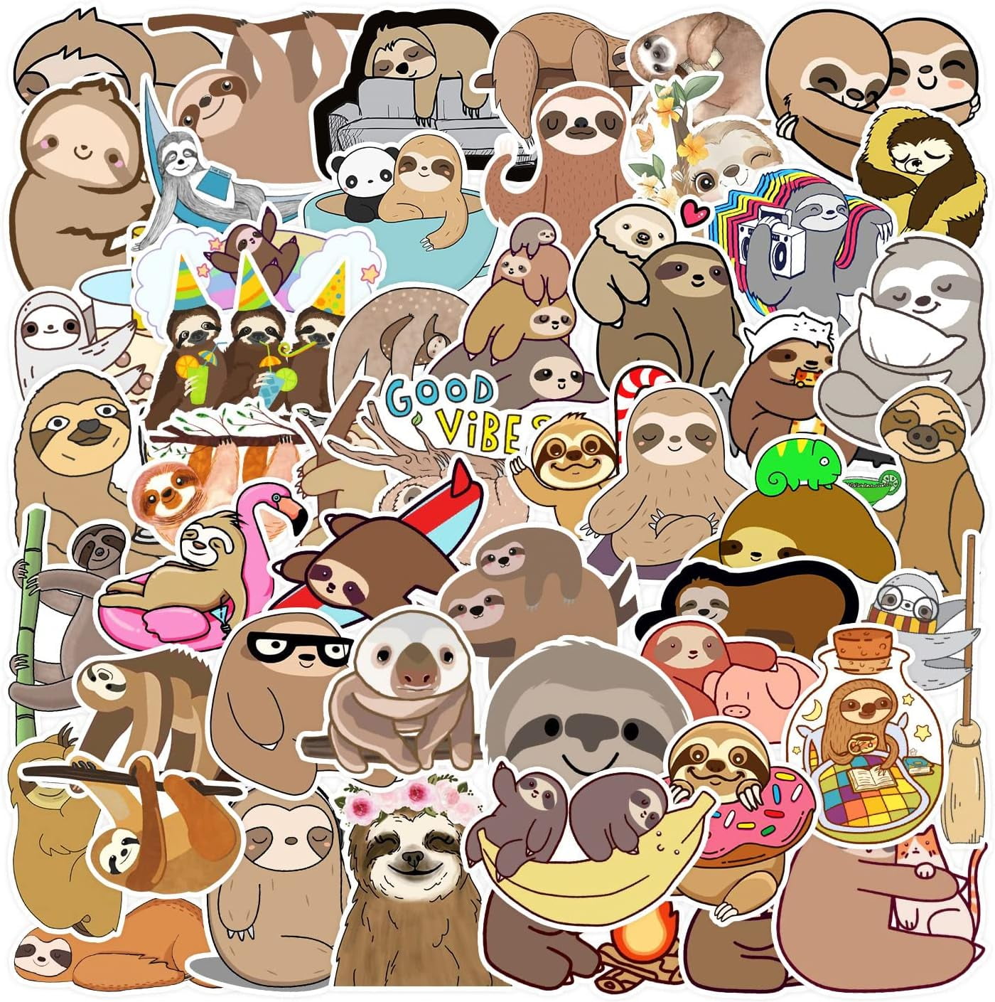 Cute Sloth Stickers,Vinyl Waterproof Animal Stickers for Water Bottle ...