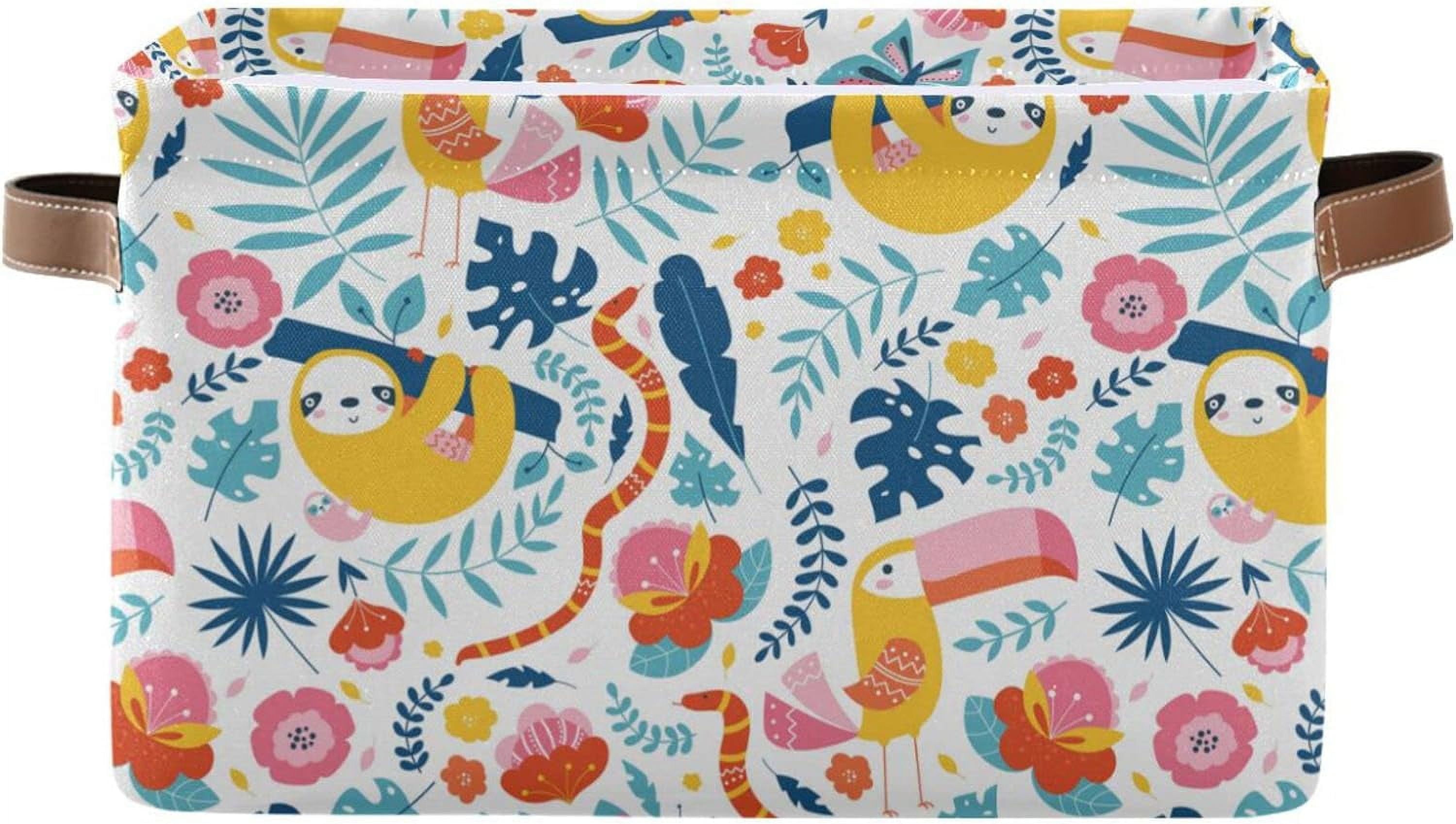 Cute Sloth Storage Baskets Rectangle Foldable Canvas Fabric Organizer ...