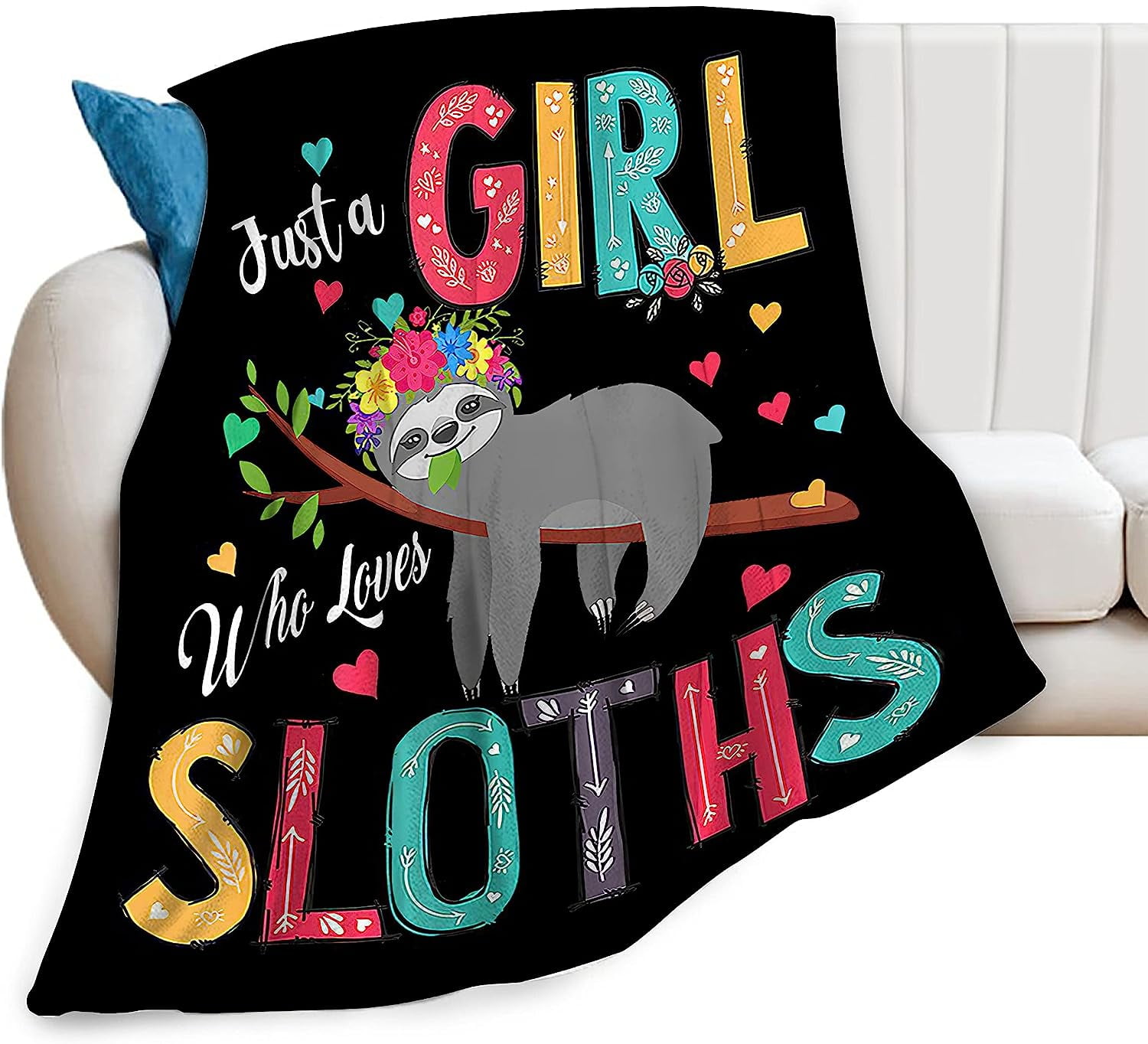 Cute Sloth Throw Blanket Cozy Plush Just A Girl Who Loves Flannel ...