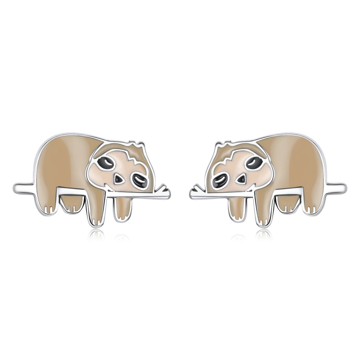 Cute Sloth Tiny Stud Earrings for Women 925 Sterling Silver Enamel ...