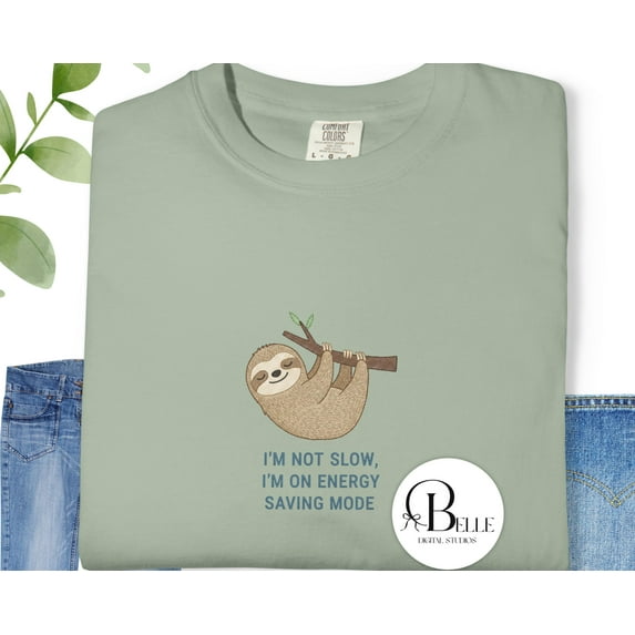 Cute Sloth gift, Embroidered Sloth Shirt, Lazy Day Shirt, , Energy ...