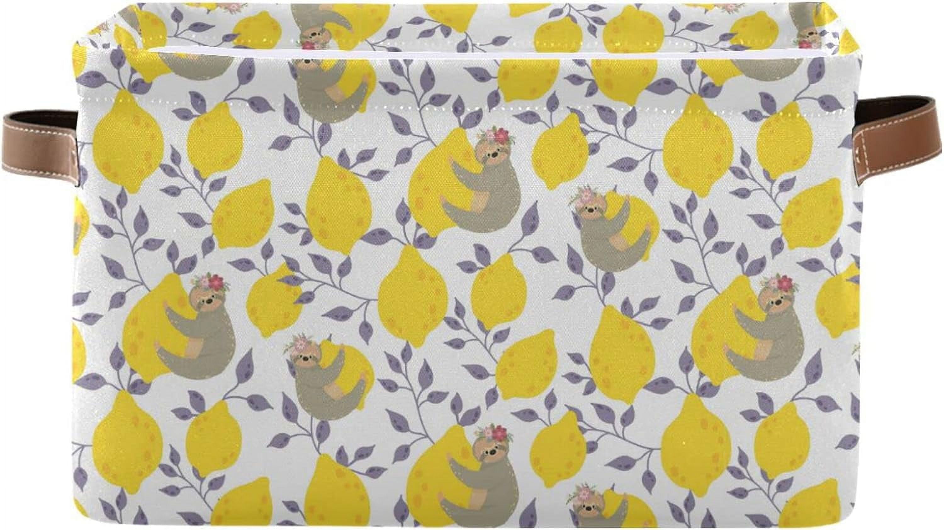 Cute Sloths Lemon Storage Baskets Rectangle Foldable Canvas Fabric ...