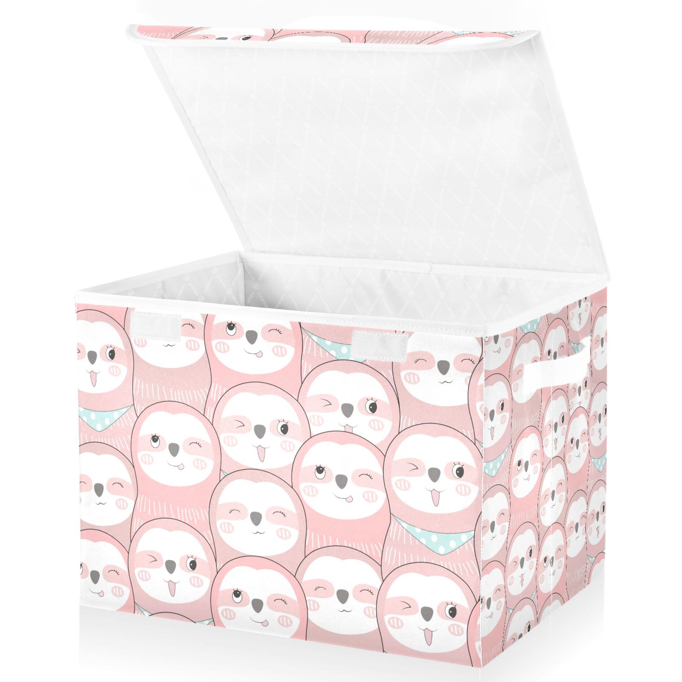 Cute Sloths with Pink Large Lidded Storage Bin Foldable Storage Boxes ...