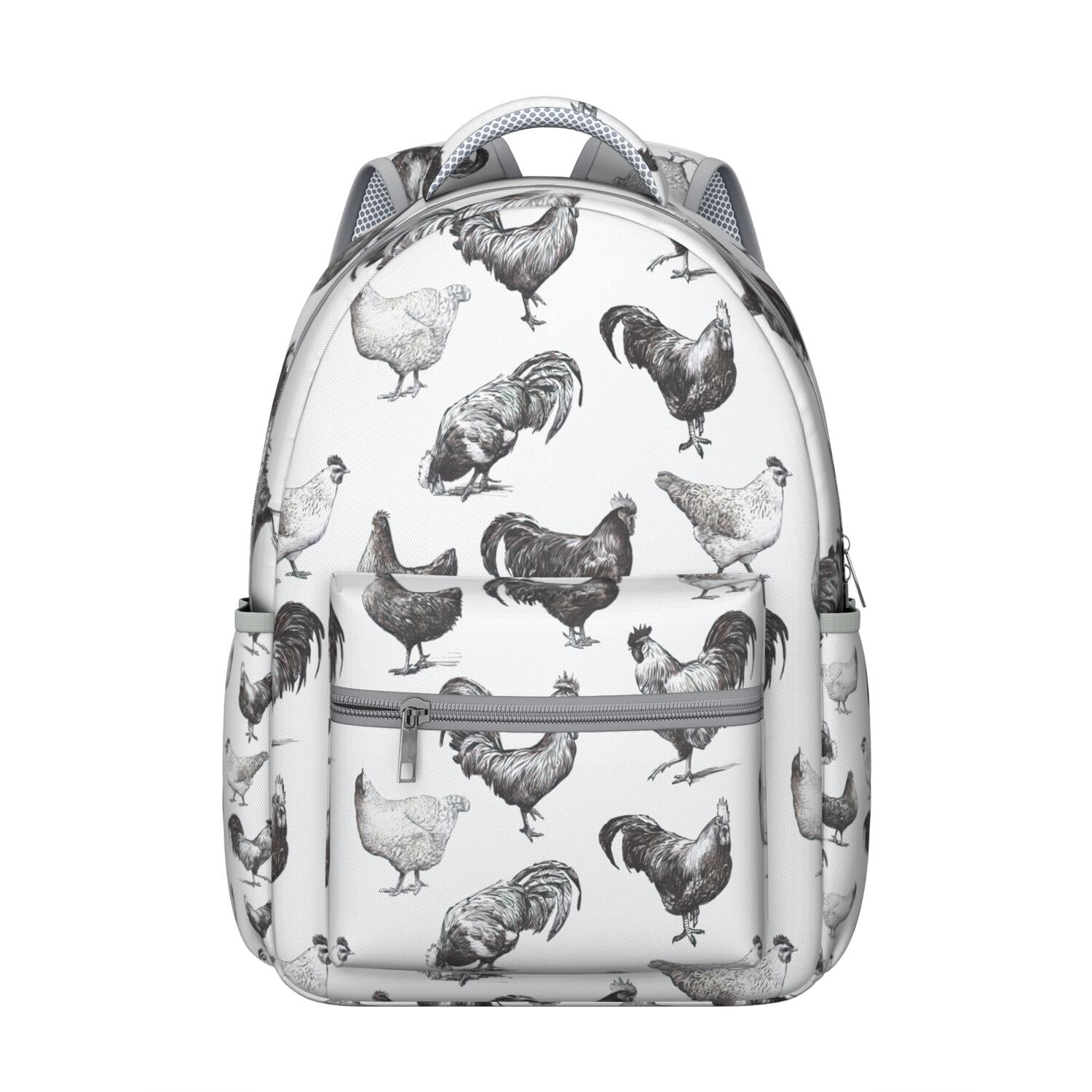Cute Small Backpack for School with Cartoon Hen and Rooster Patterns ...