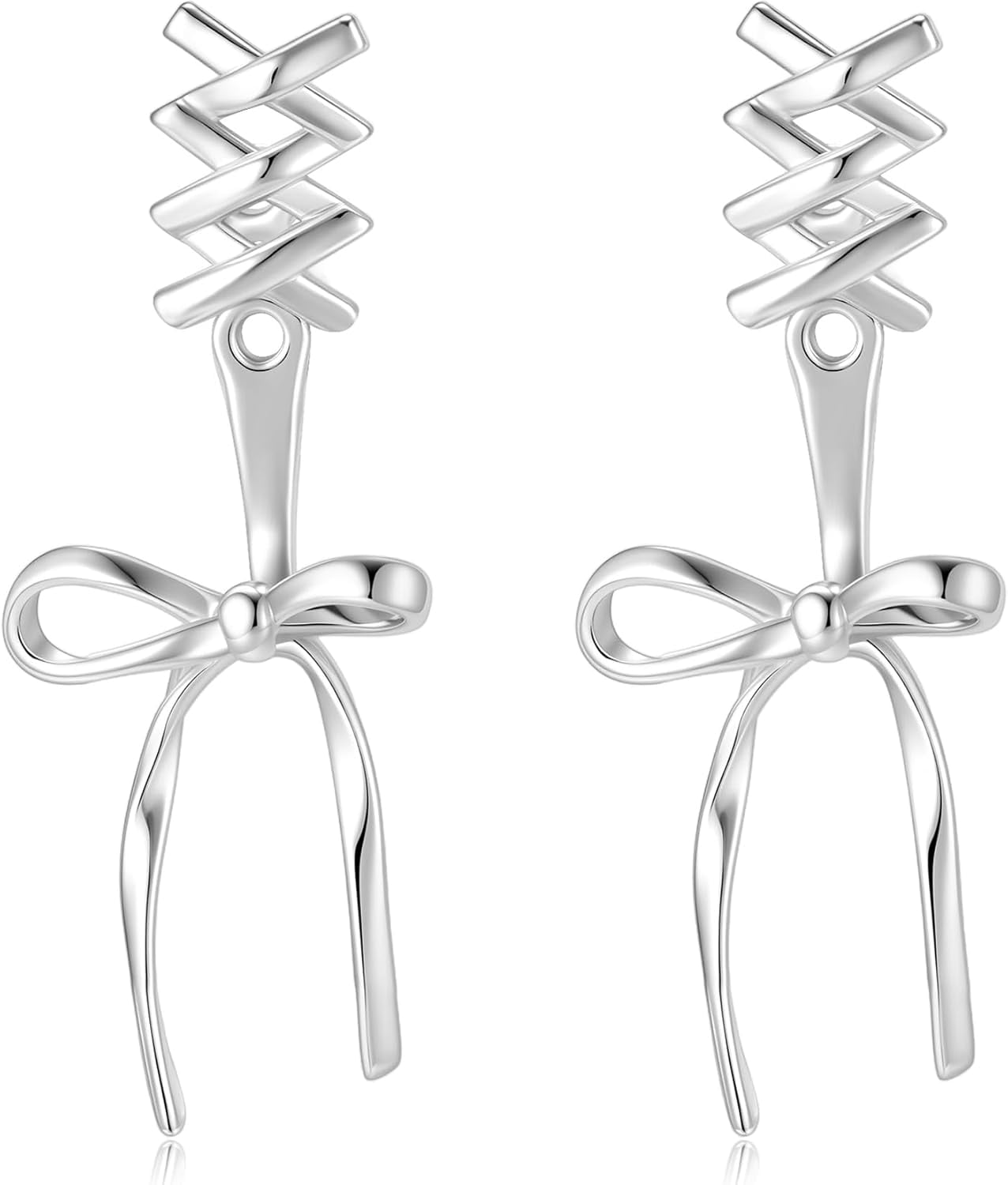 Cute Small Bow Drop Earrings for Women 925 Sterling Silver Post 14K ...