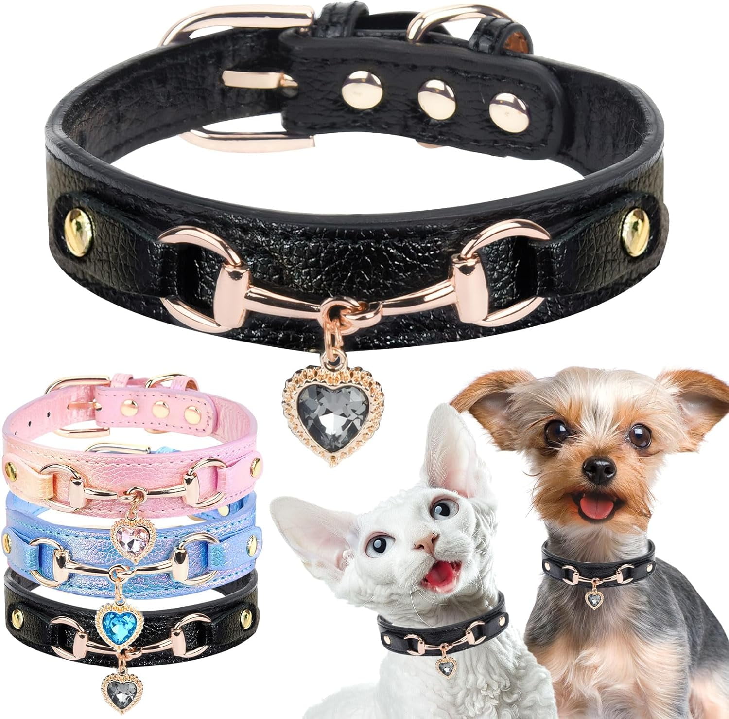 Cute Small Dog Cat Collar, Unique PU Leather - Bling Sparkle in The ...
