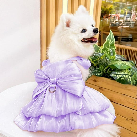 Cute Small Dog Dresses Female Puppy Outfits with Bowknot Spring Summer ...