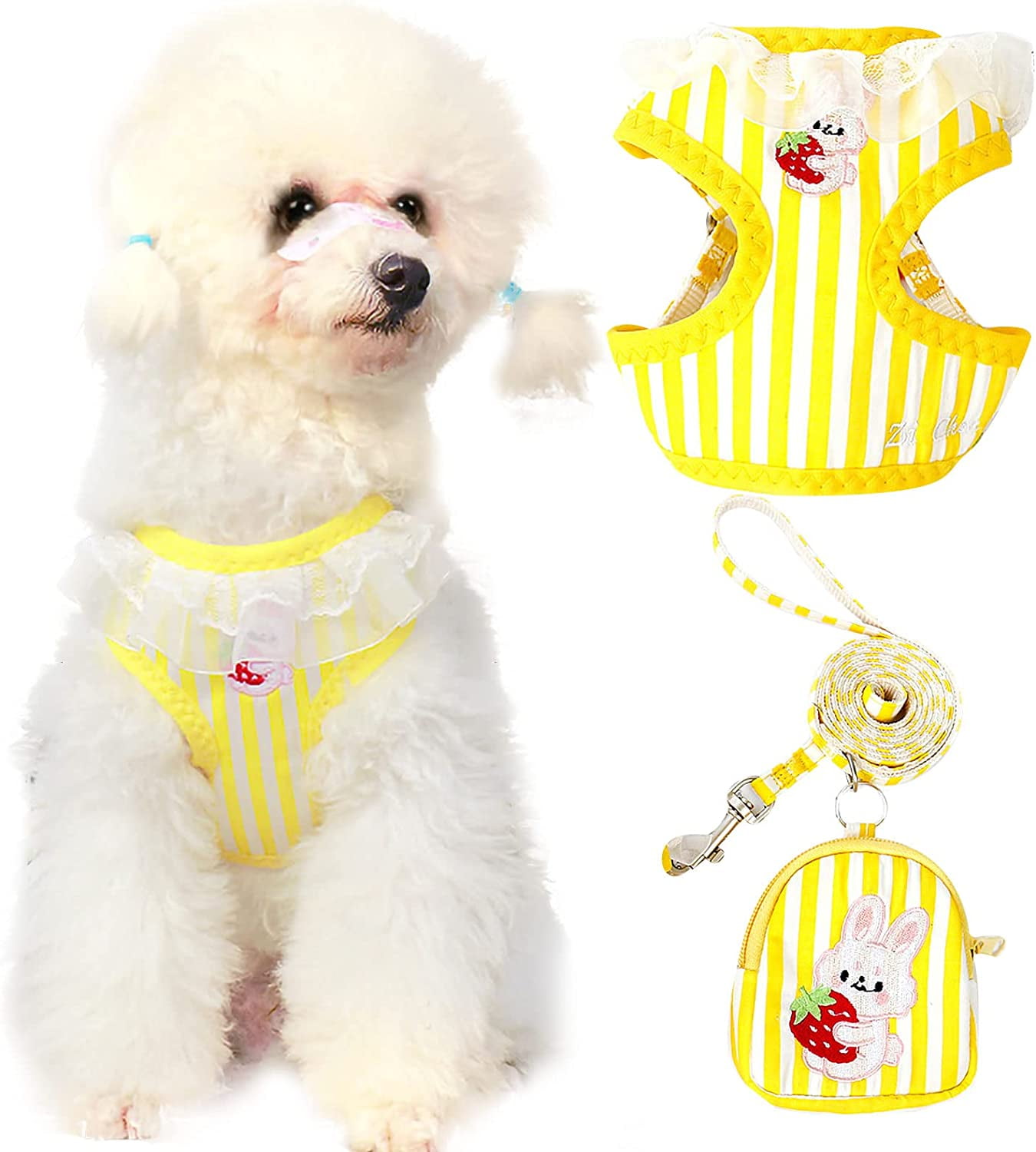 Cute Small Dog Harness and Leash Set with Bags No Pull Dog Vest Harness ...