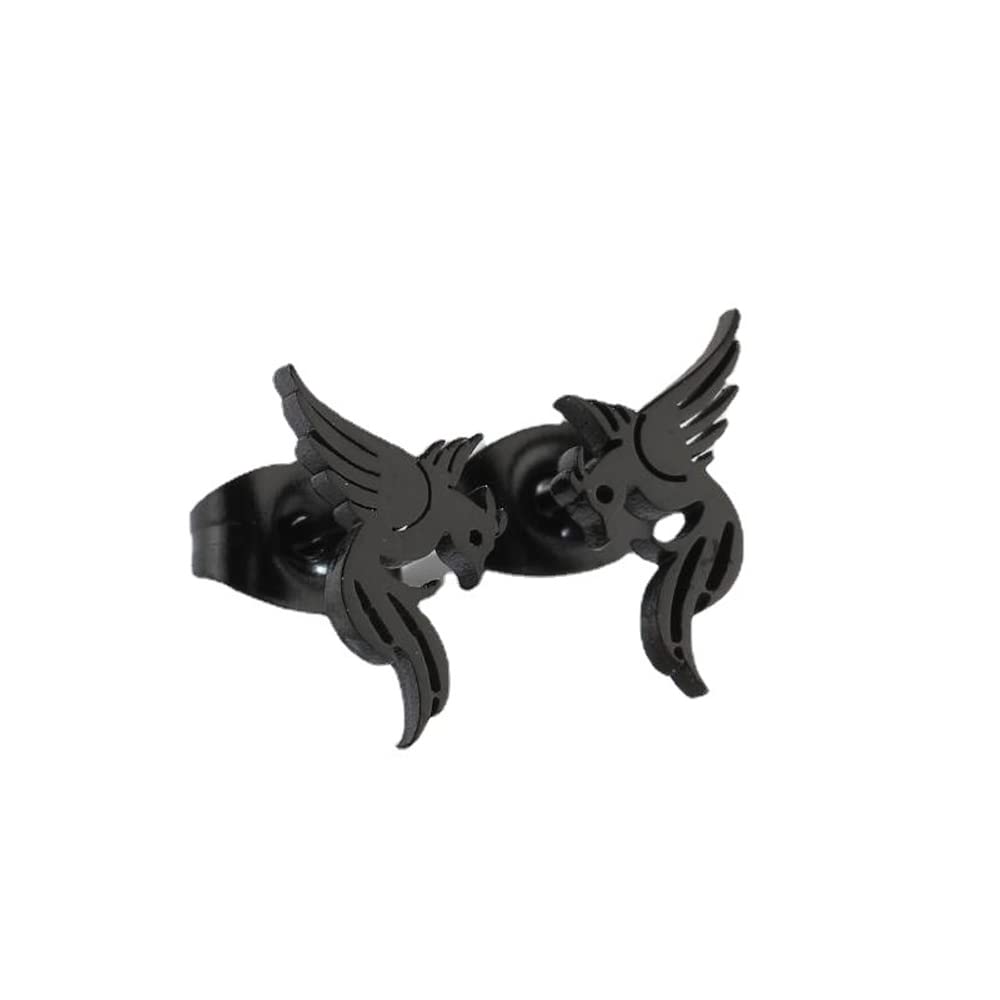 Cute Small Phoenix Bird Ear Stud Earrings for Girls Gift (black)|Cute ...
