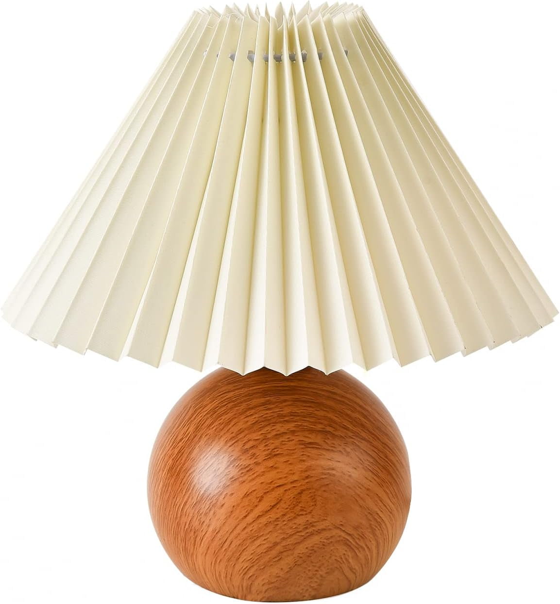 Cute Small Pleated Lamp, Modern Bedside Nightstand Light with Beige ...