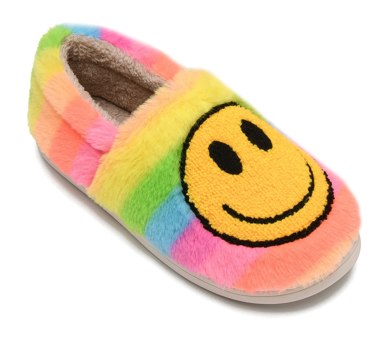 Cute Smile Face Slippers for Kids Soft Plush House Slippers for Girls ...