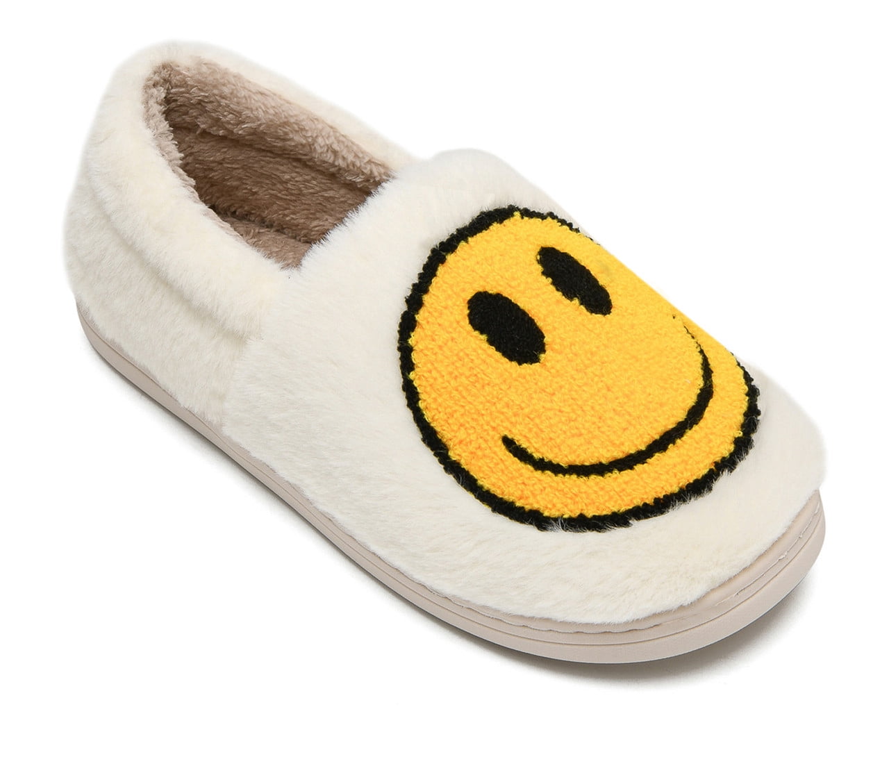 Cute Smile Face Slippers for Kids Soft Plush House Slippers for Girls ...