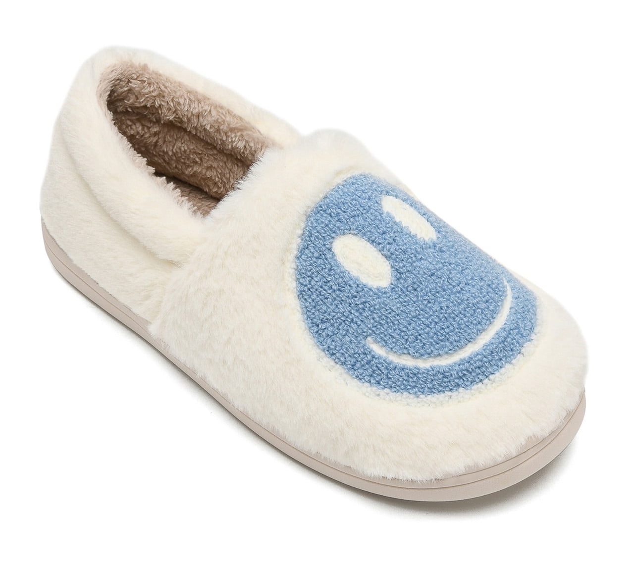 Cute Smile Face Slippers for Kids Soft Plush House Slippers for Girls ...