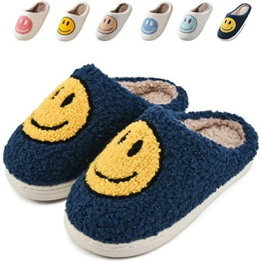 Indoor/Outdoor Smiley Face Slippers (Unisex), Slip Resistant, Blue ...
