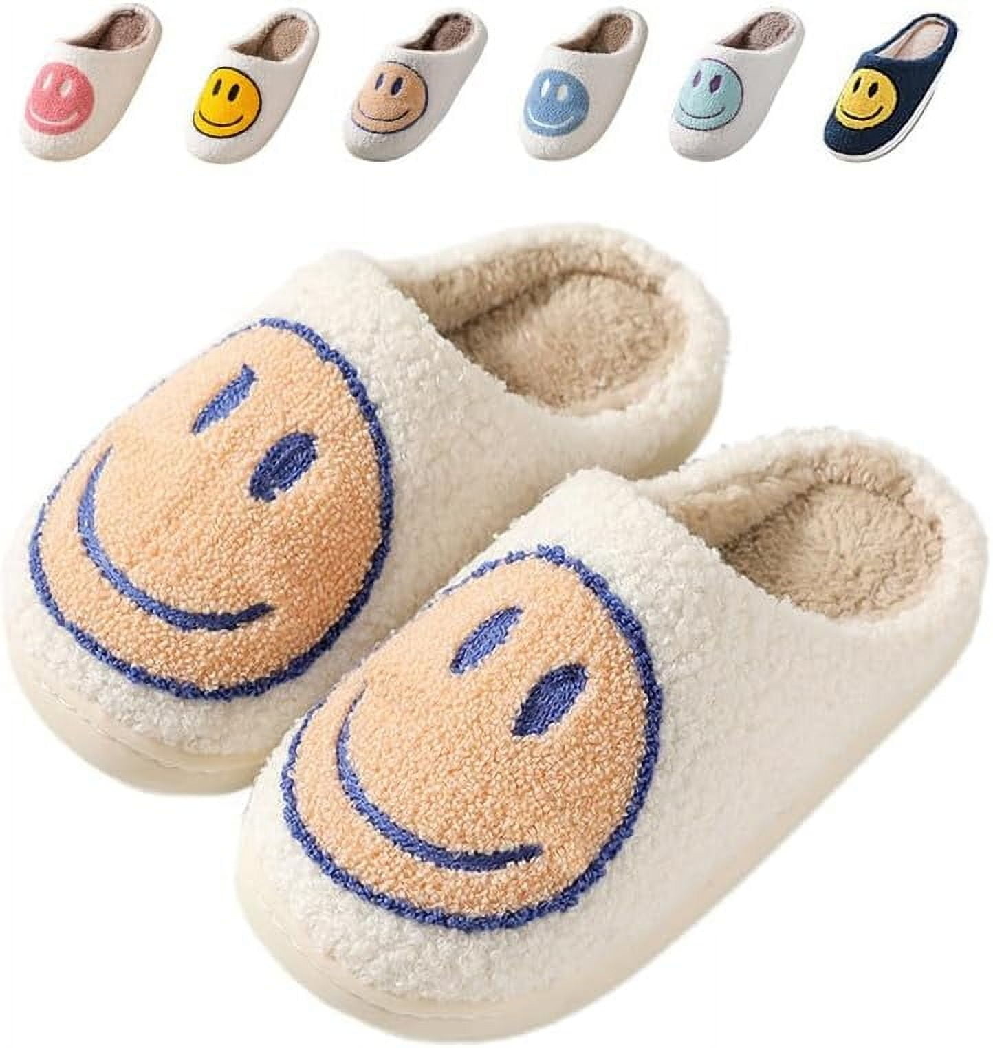 Cute Smile Slippers for Kids Girls Boys,Happy Face Slippers Soft Plush ...