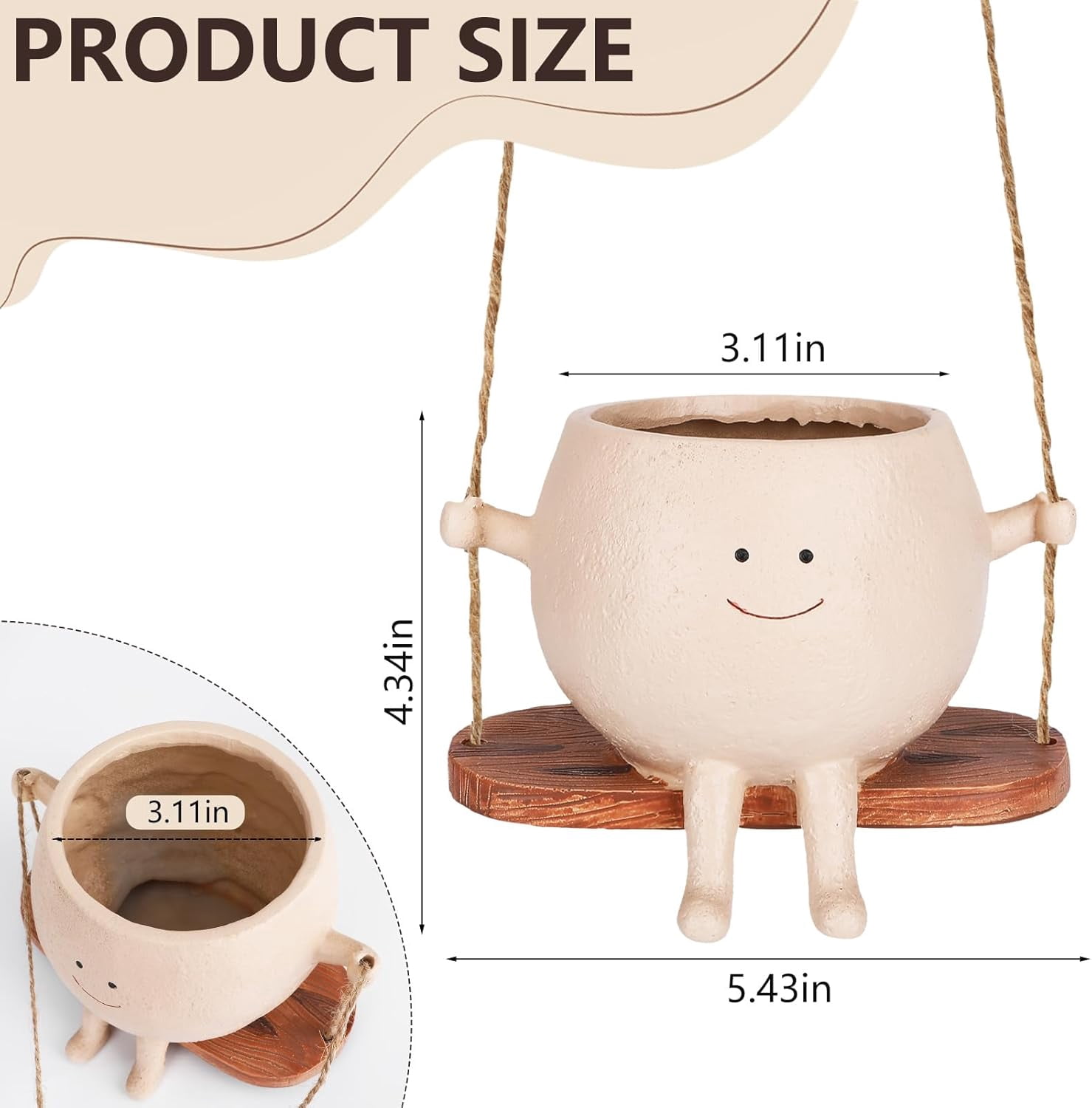 Cute Smiley Face Hanging Planter Pot - Adorable Indoor/Outdoor Flower ...