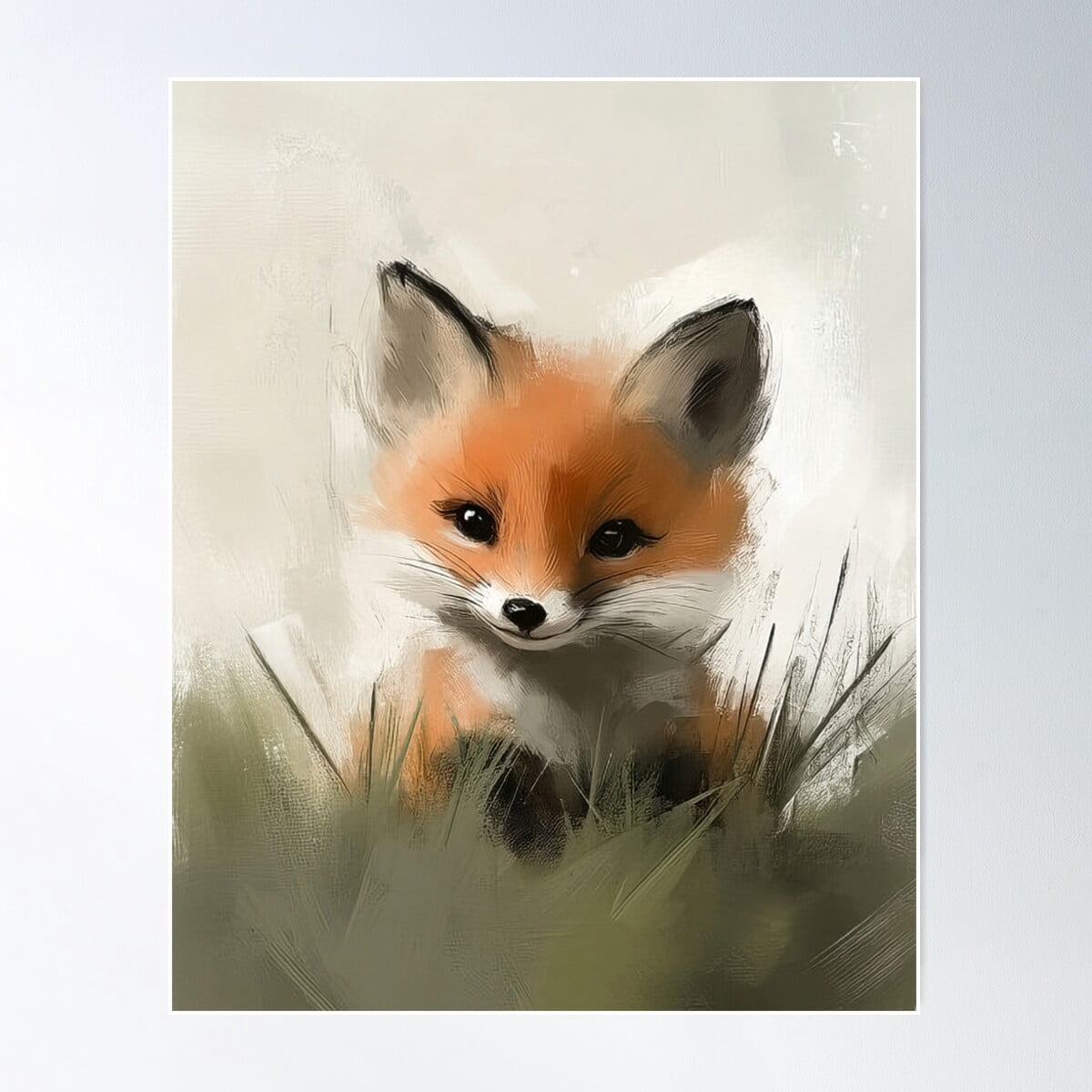 Cute Smiling Baby Fox Poster Wall Art, Modern Wall Decor For Living ...