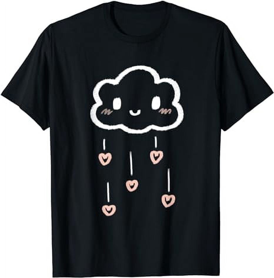 Cute Smiling Cloud with Heart Shaped Rain Drop Graphic Tee T-Shirt ...