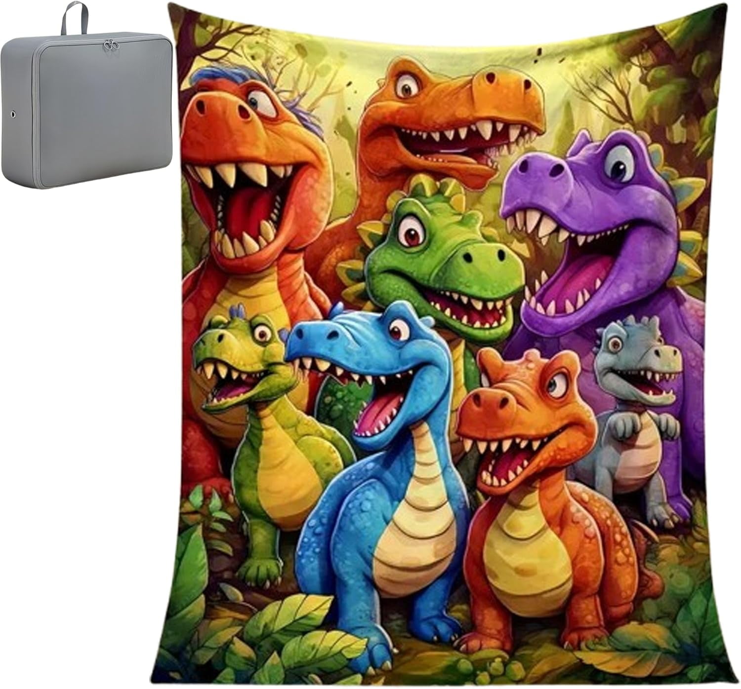 Cute Smiling Dinosaurs HD Digital Print Flannel Blanket, Girls Boys ...