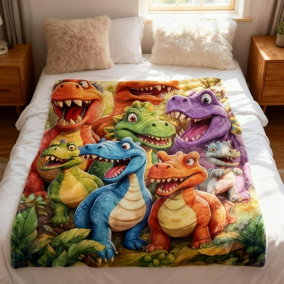 Cute Smiling Dinosaurs HD Digital Print Flannel, Flannel Dinosaur Nap ...