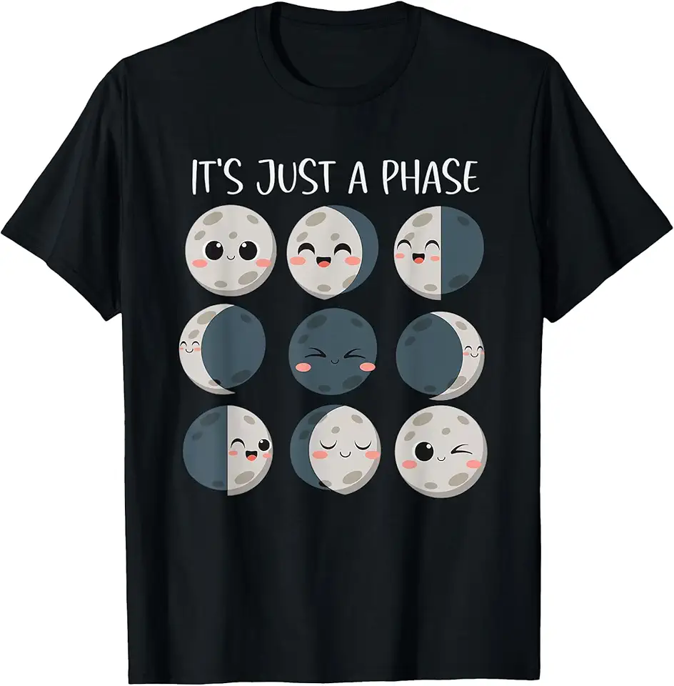 Cute Smiling Moon Phases Chart Women Science Teacher Graphic Short ...