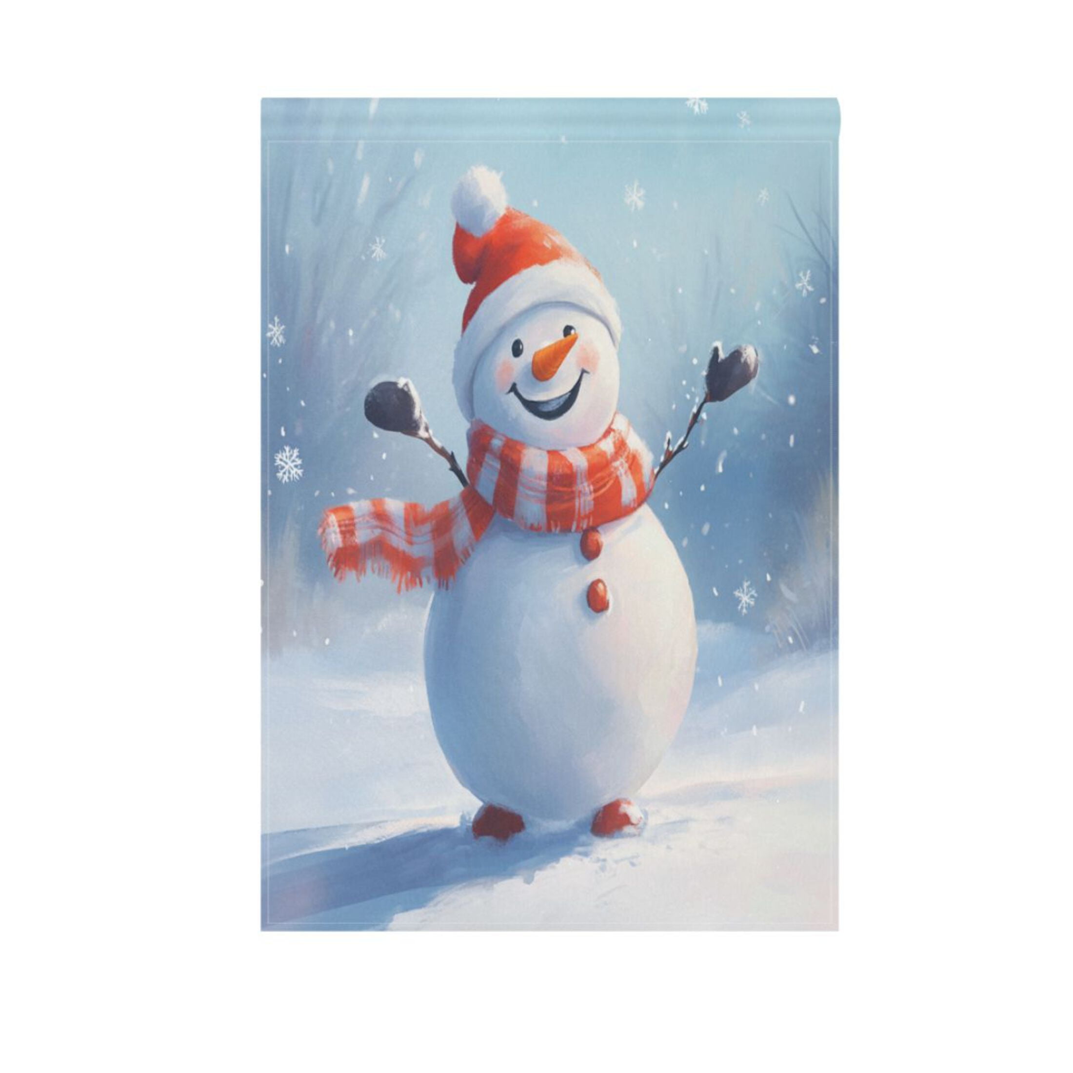 Cute Smiling Snowman Garden Flag Double Sided Outdoor Banners Yard ...