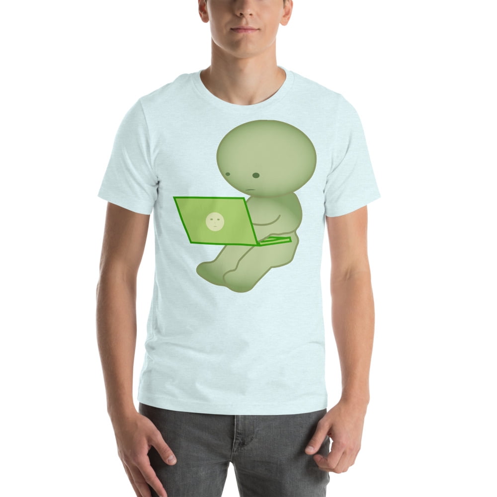 Cute Smiski Shirt – Kawaii Green Character Tee (Heather Ice Blue, XL ...