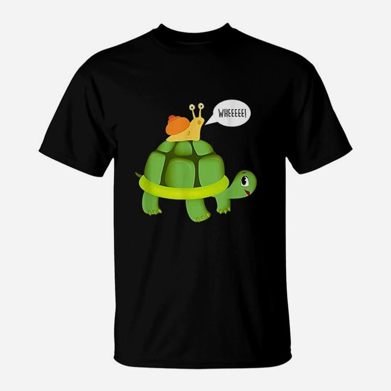 Cute Snail Riding On Turtle Yelling Whee Animals TShirt - Walmart.com