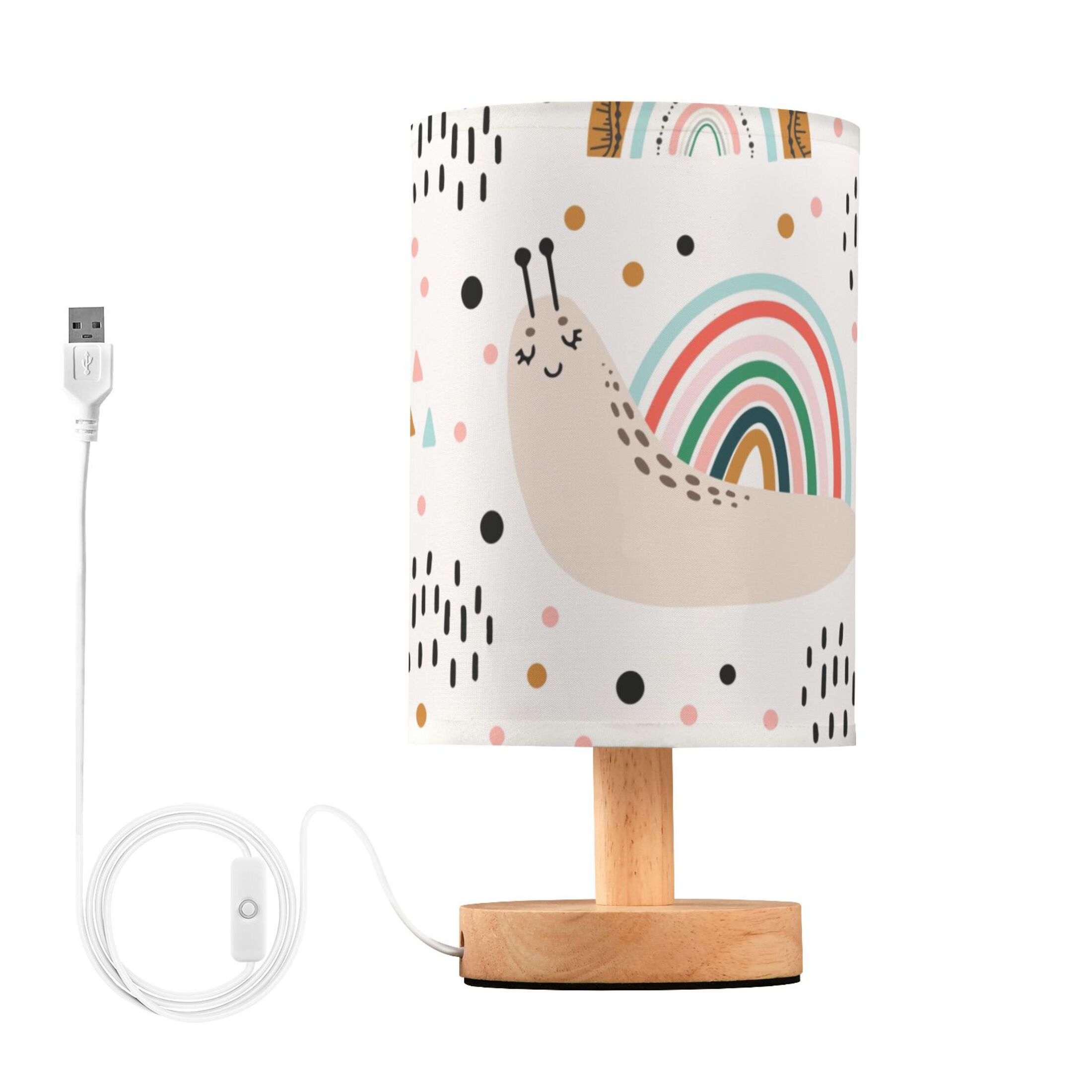 Cute Snails and Rainbows Bedside Table Lamp LED Warm Lights with USB ...