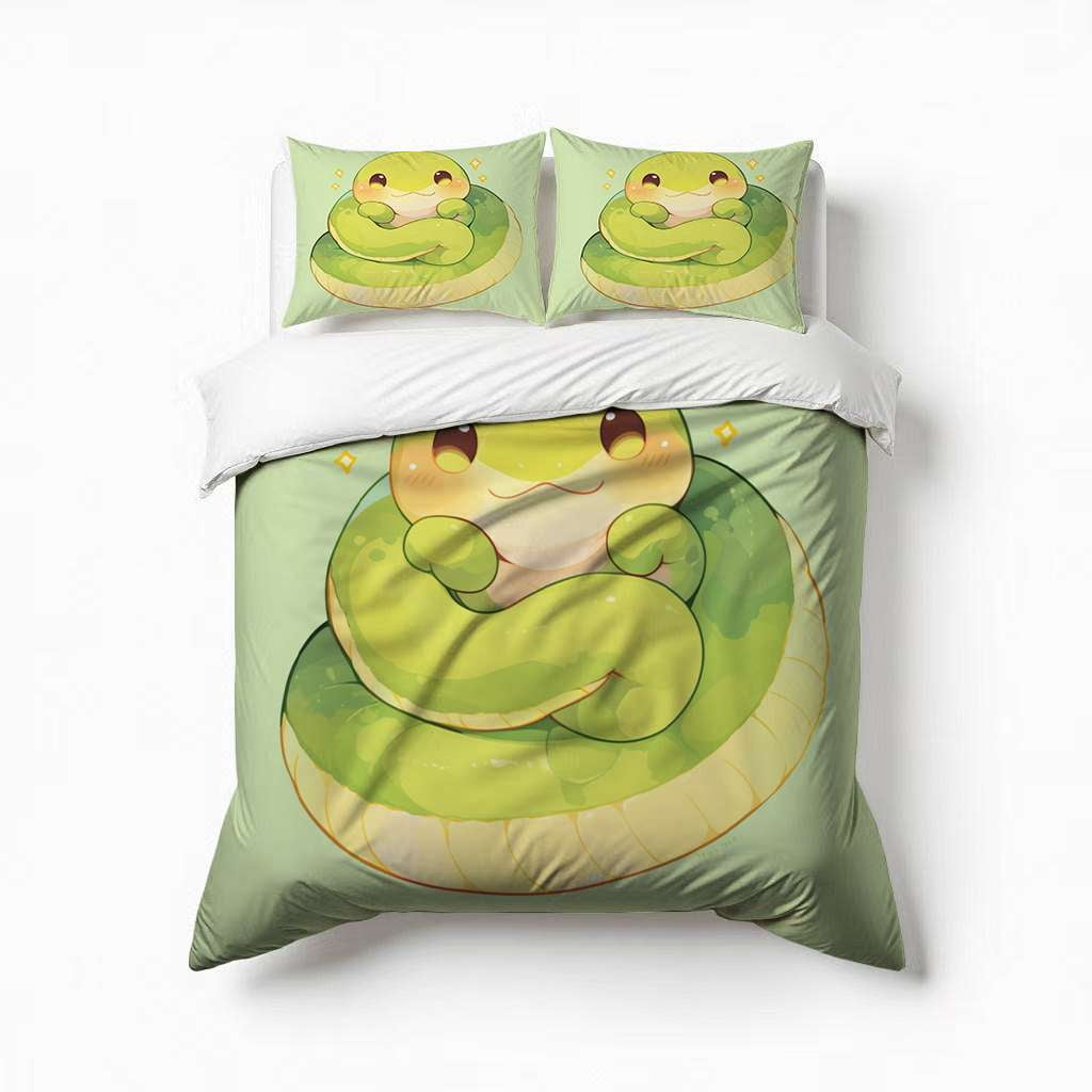 Cute Snake Bedding Set 3 Pcs Soft Microfiber Quilt Cover For Bedroom ...