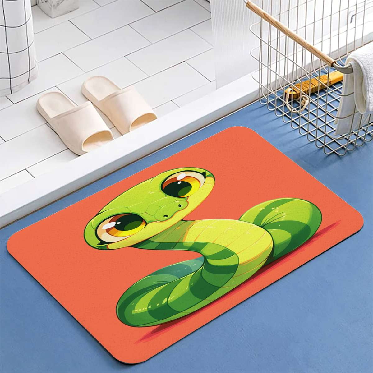 Cute Snake Diatomite Bath Mats Bathroom Absorbent Anti Slip Floor Mat ...