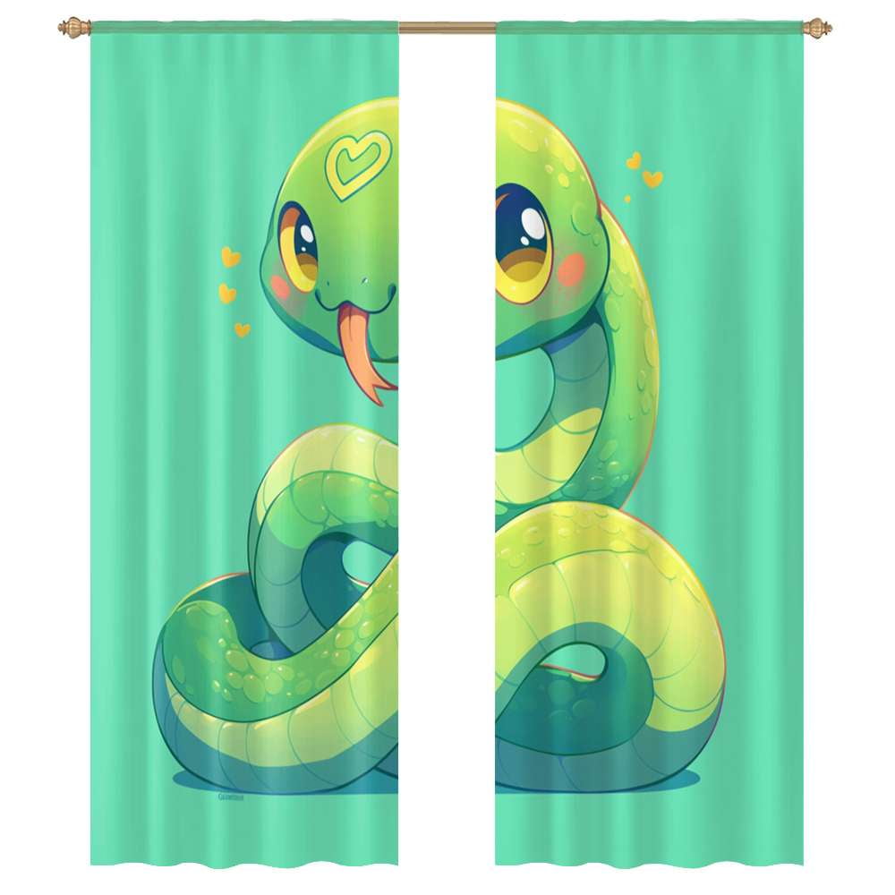 Cute Snake Tulle Curtains For Living Room Chiffon Sheer Voile Kitchen ...