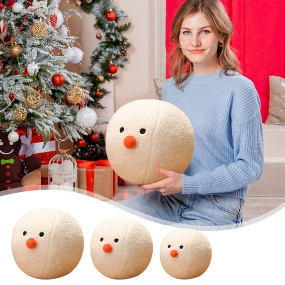 Cute Snowball Bun Pillow Toy, Little Snowman Doll, Soft Cloth, Huggable ...