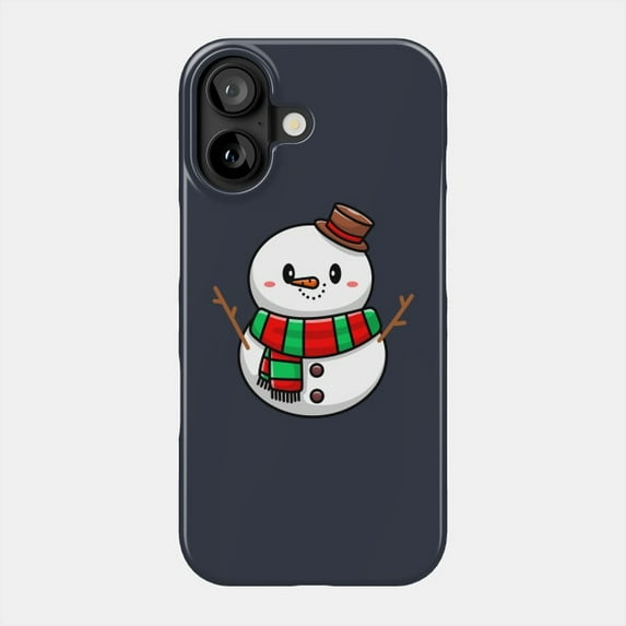 Cute Snowman Cartoon Vector Icon Christmas Case for Apple iPhone 11-17 ...
