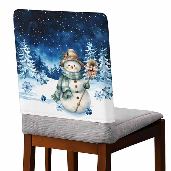 Cute Snowman Chair Covers Set of 4 Winter Snowflake Christmas Tree Snow ...