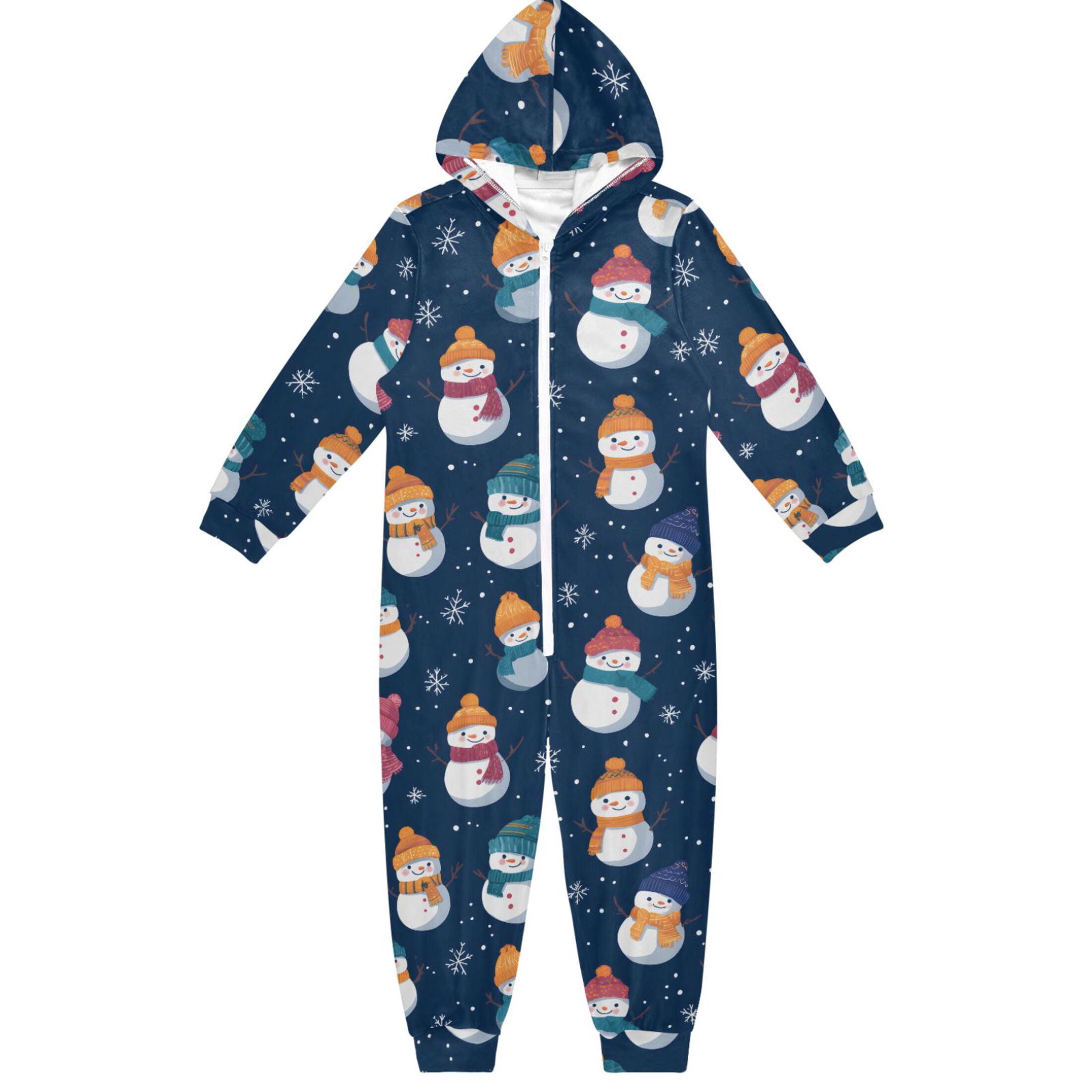 Cute Snowman Christmas One Piece Pajamas Soft Jumpsuit Cozy Sleep and ...