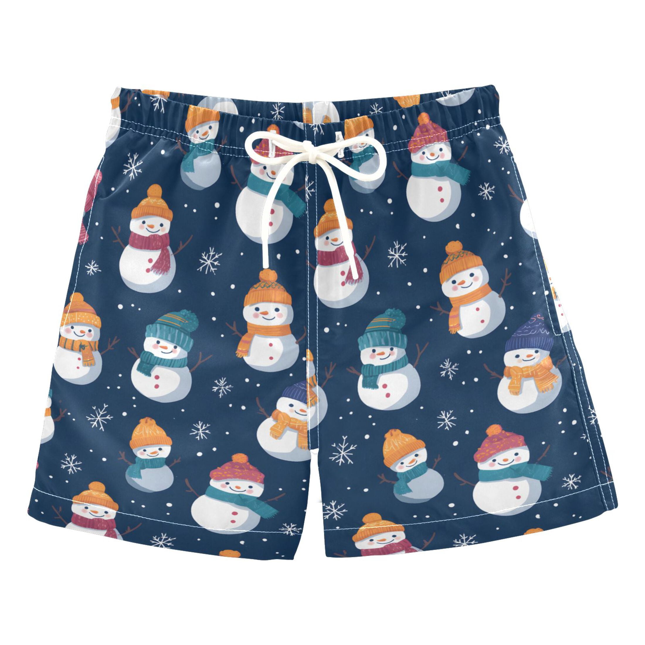Cute Snowman Christmas Swim Trunks Quick Dry Beach Pool Board Shorts ...
