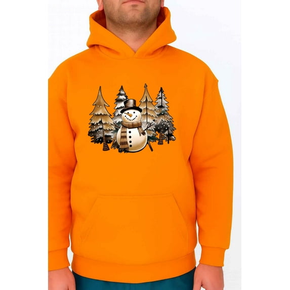 Cute Snowman Christmas Tree Retro Winter Holiday Art Unisex Hoodie up ...