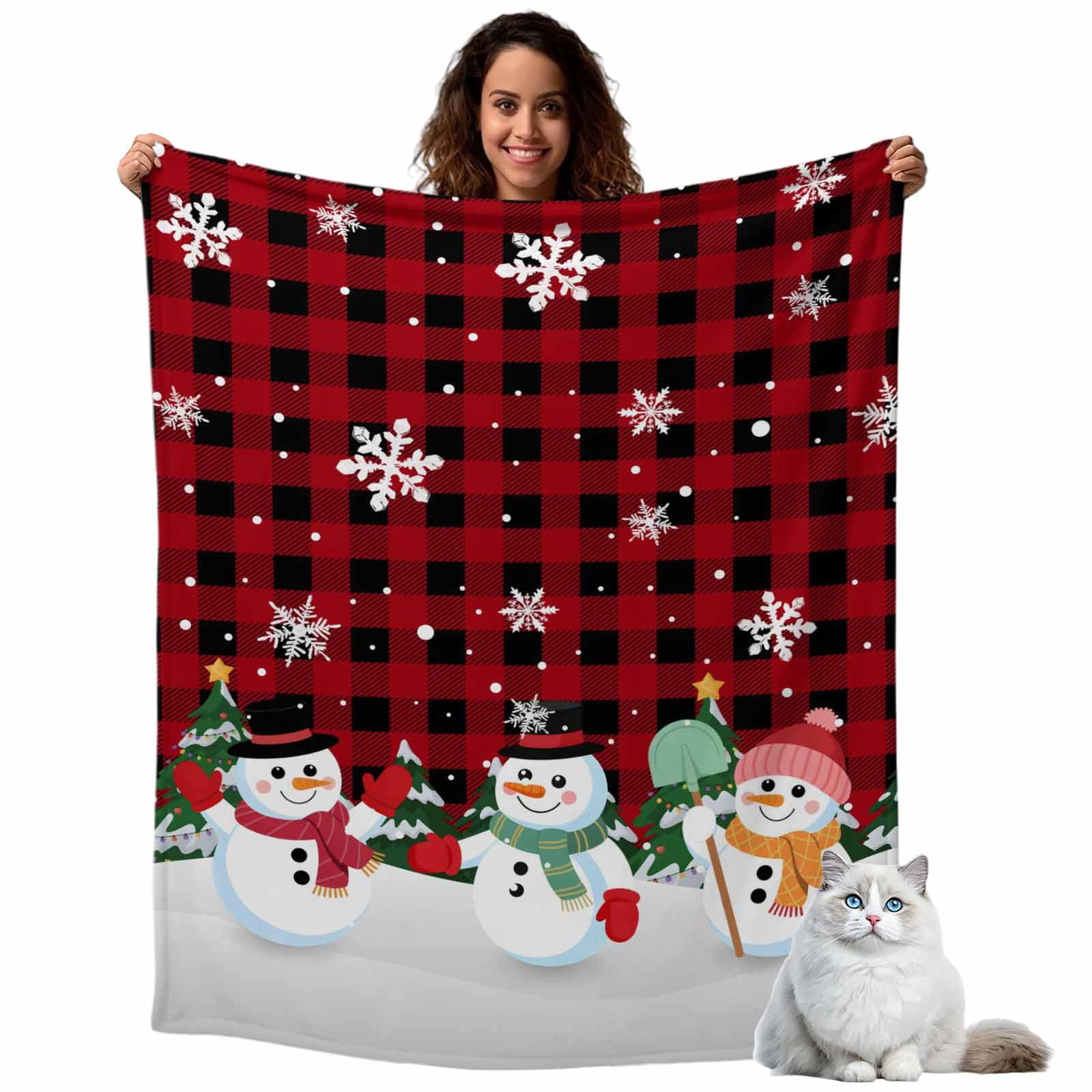 Cute Snowman Flannel Blanket for Bed,Travel and Camping, Snowflake ...