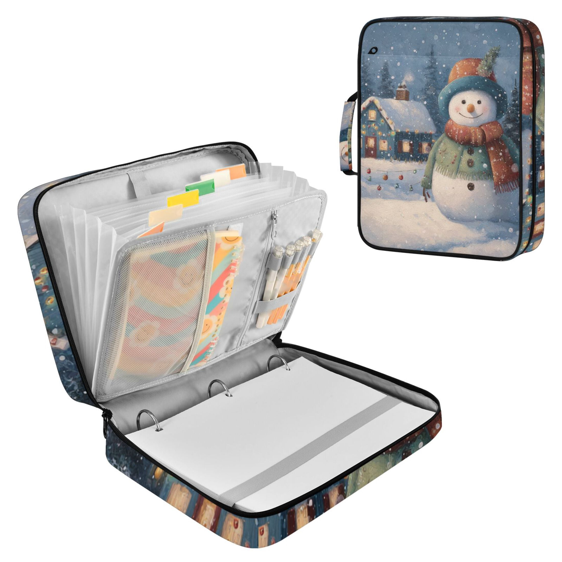 Cute Snowman Outside Cabin Christmas Accordion File Organizer Expanding ...