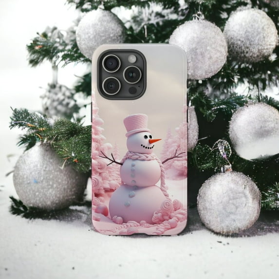 Cute Snowman Pink Kawaii Holiday Winter Phone Case with iPhone 17 to 11 ...