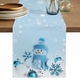 Cute Snowman Table Runner 90 Inches, Christmas Blue Winter Snowflakes ...