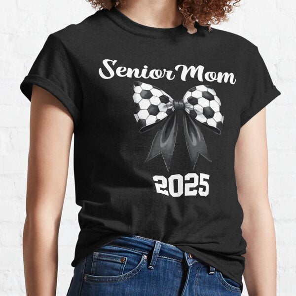 Cute Soccer Senior Mom With Soccer Ball Print Coquette Bow Classic T ...