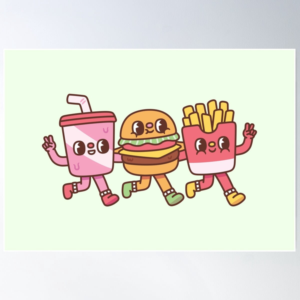 Cute Soda Burger And Fries Besties Poster Wall Art, Modern Wall Decor ...