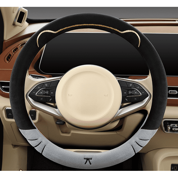 Cute Soft Cat Plush Steering Wheel Cover Standard Fit For 38Cm Round ...