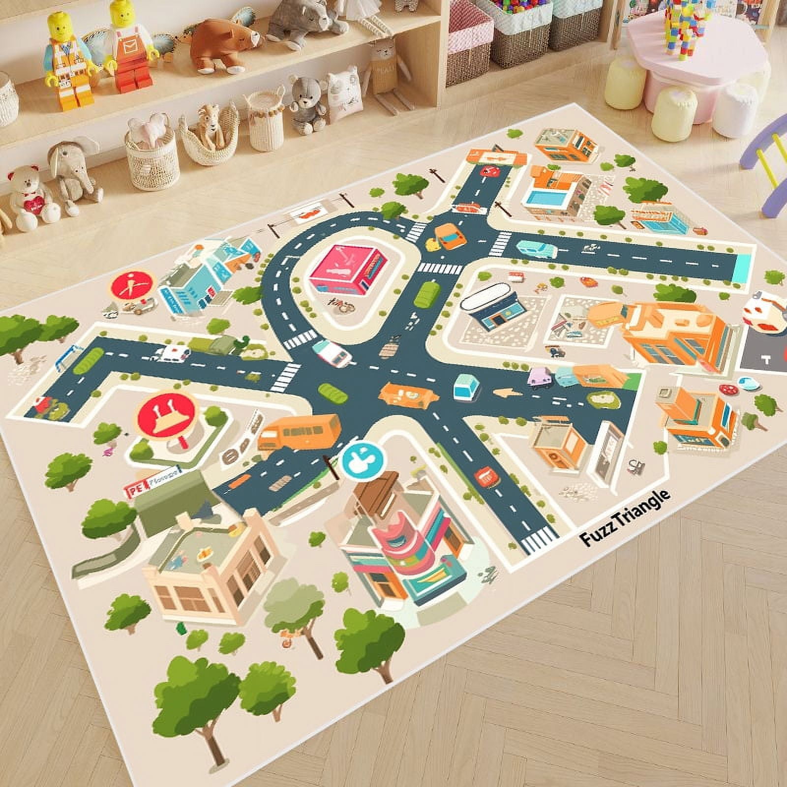 Cute Soft Children Room Carpet Funny Traffic Road Cartoon Play Mat ...