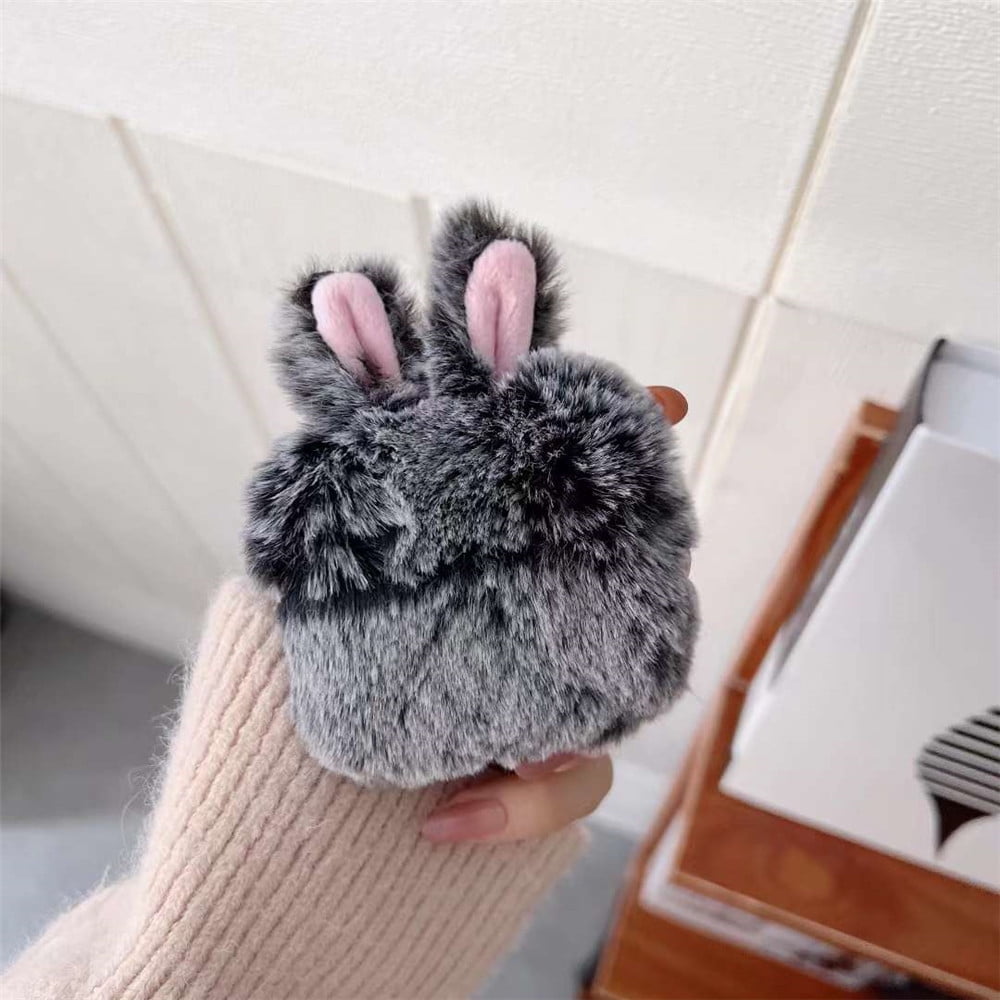 Cute Soft Fluffy Plush Rabbit Ear Hand Warmer Silicone Wireless ...