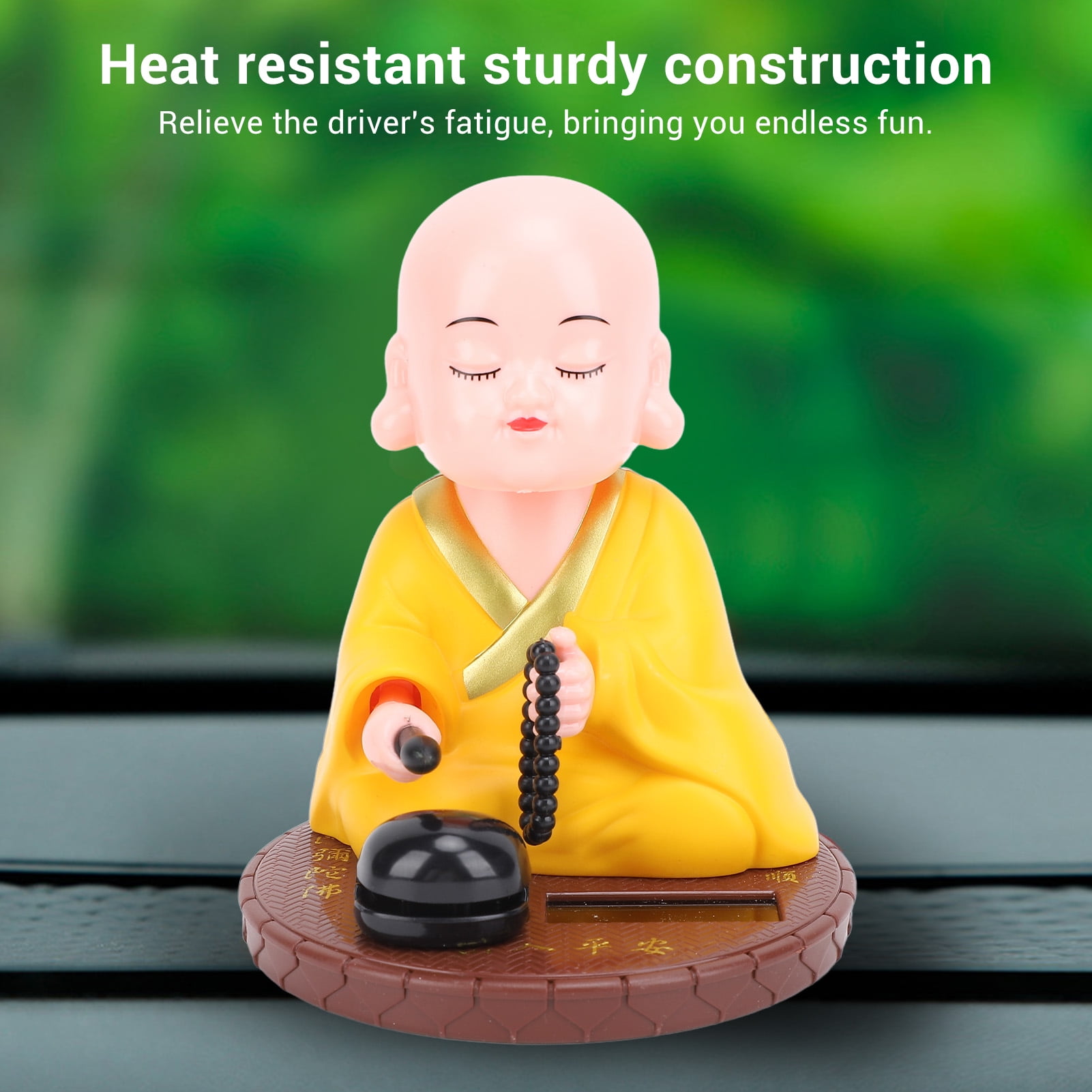 Cute Solar Monk Statue, Light Activated Nodding Figurine For Car Dashboard, Office Desk, Home ...